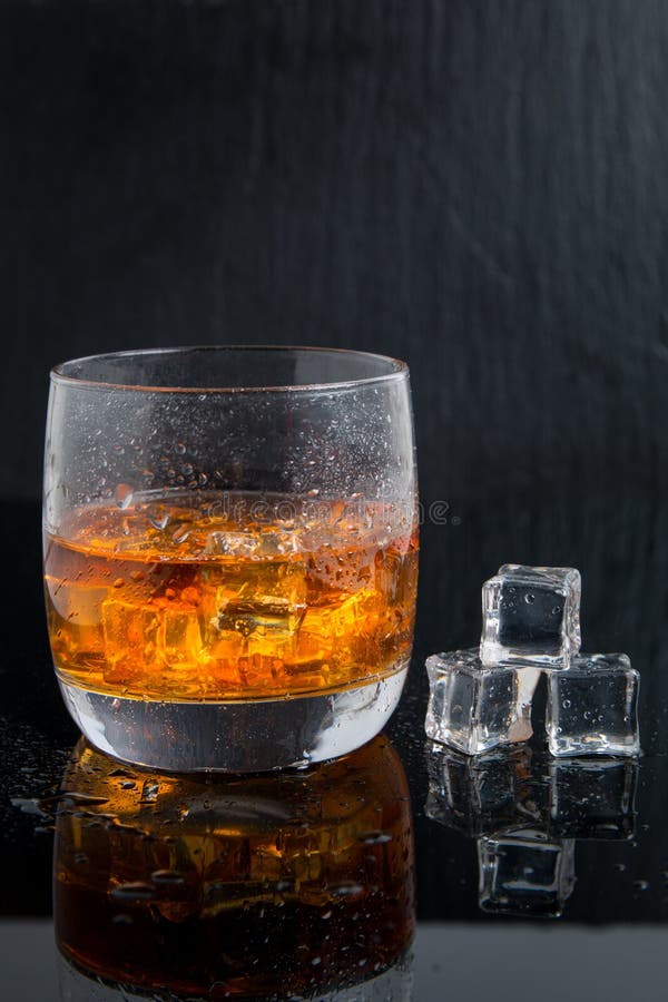 Alcohol Drink Whiskey with Ice Stock Photo - Image of drink, gold ...