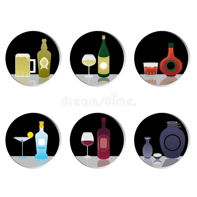 Alcohol Drinks and Beverage Vector Stock Vector - Illustration of ...