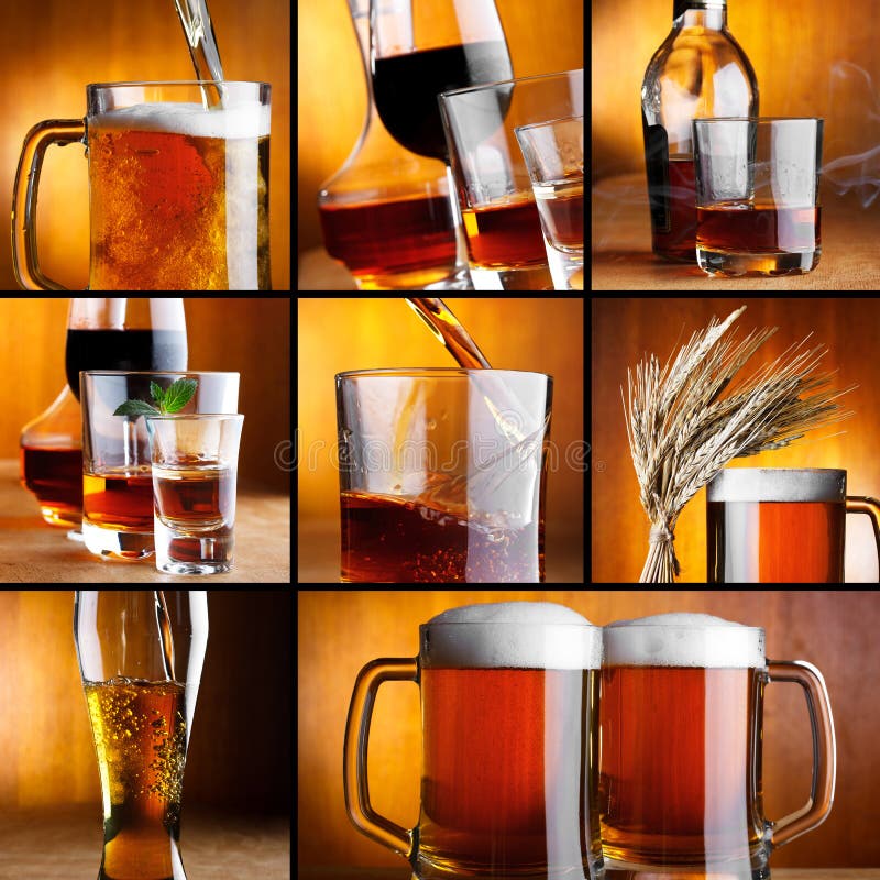 Alcohol drinks collage stock image. Image of pour, cold - 21502969