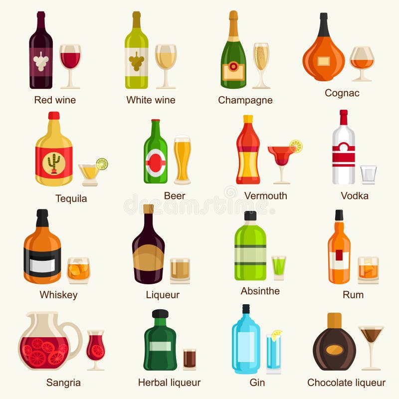 Alcohol Drinks Collection. Vector Illustration Stock Vector ...