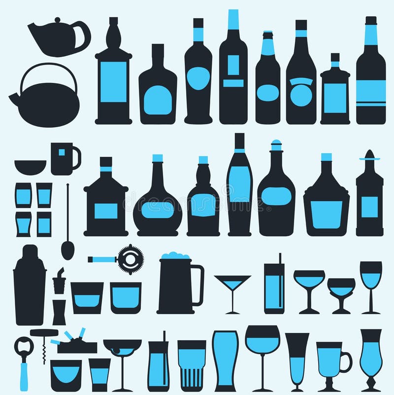 Alcohol Drinks Icon Set Flat Style,vector Eps10 Illustration Stock ...