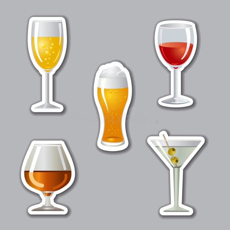 Alcohol drinks stickers stock illustration. Illustration of brandy ...