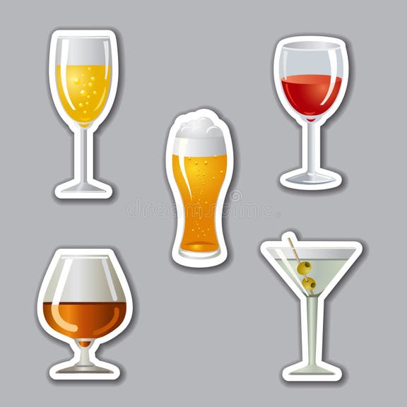 Alcohol drinks stickers stock illustration. Illustration of brandy ...