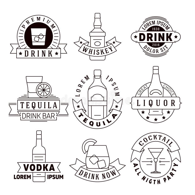 Alcohol Drinks Vector Emblems, Badges, Logo Set Stock Vector ...