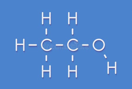 Alcohol Ethanol, Ethyl Alcohol Molecule, Chemical Structure. Skeletal ...
