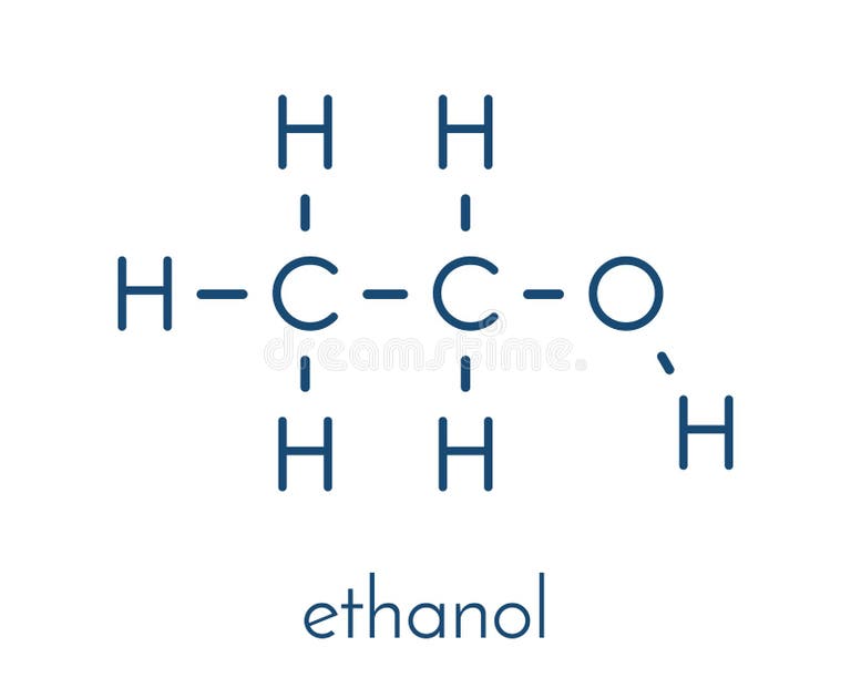 Alcohol Ethanol, Ethyl Alcohol Molecule, Chemical Structure. Skeletal ...