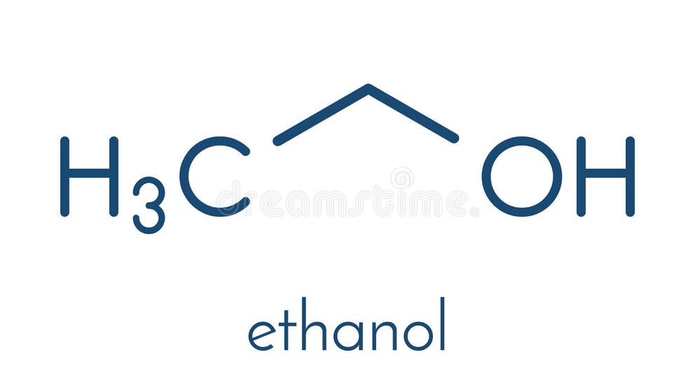 Alcohol Ethanol, Ethyl Alcohol Molecule, Chemical Structure. Skeletal ...