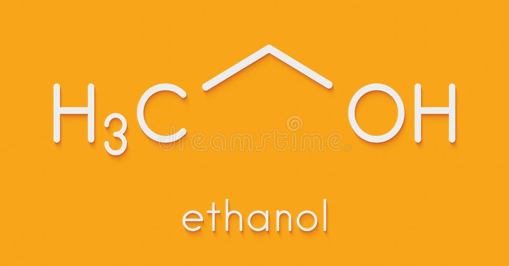 Alcohol Ethanol, Ethyl Alcohol Molecule, Chemical Structure. Skeletal ...