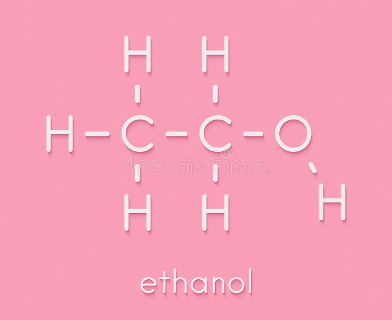 Alcohol Ethanol, Ethyl Alcohol Molecule, Chemical Structure. Skeletal ...