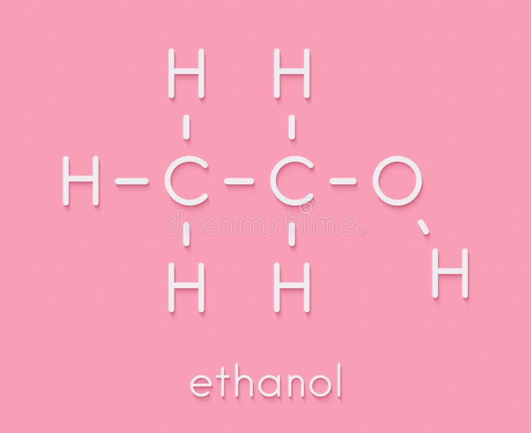 Alcohol Ethanol, Ethyl Alcohol Molecule, Chemical Structure. Skeletal ...