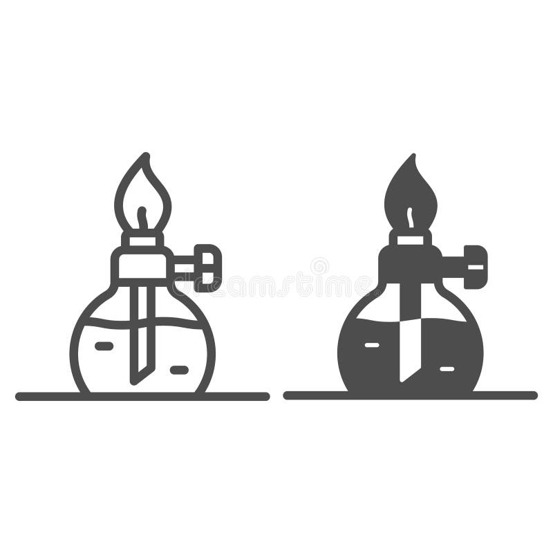 Alcohol Flame Burner Line and Solid Icon, Clinical Research Concept ...