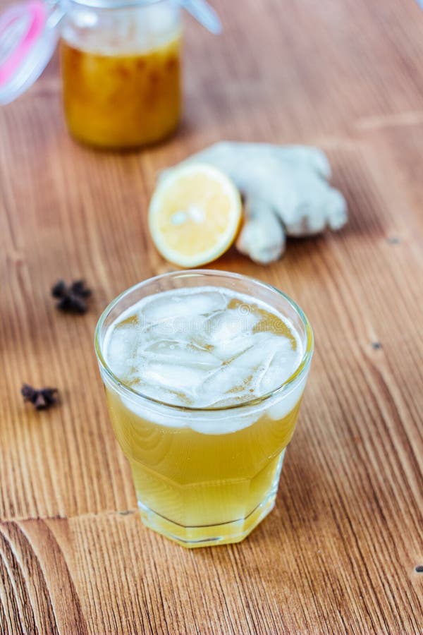 Alcohol Free Home Made Ginger Ale with Ice. Stock Photo - Image of ...