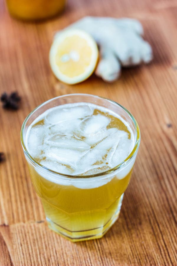 Alcohol Free Home Made Ginger Ale with Ice. Stock Photo - Image of ...