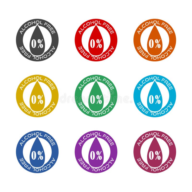 Alcohol Free Icon Color Set Stock Vector - Illustration of colorful ...