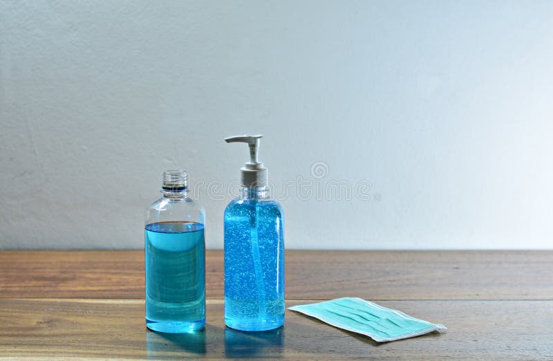 Alcohol, Gel, Alcohol and a Mask Helps To Prevent Germs Stock Image ...