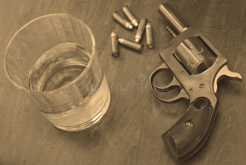 Alcohol and gun or firearm stock photo. Image of alcohol - 32302052