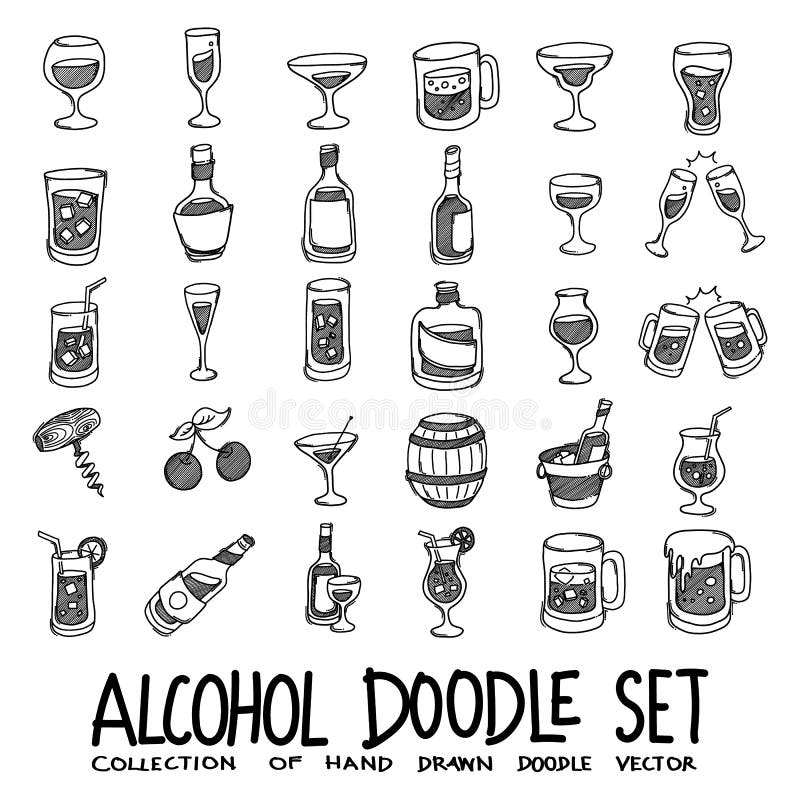 Alcohol Hand Drawn Icon Illustration Line Art Doodle Eps10 Stock ...