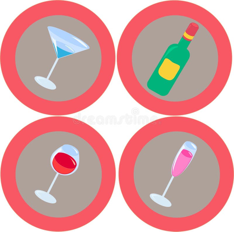 Alcohol icons 3 stock illustration. Illustration of celebrate - 396191