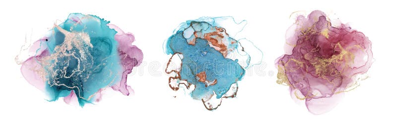 Alcohol Ink Abstract Shape Blue, Gold and Pink Texture Stock Vector ...