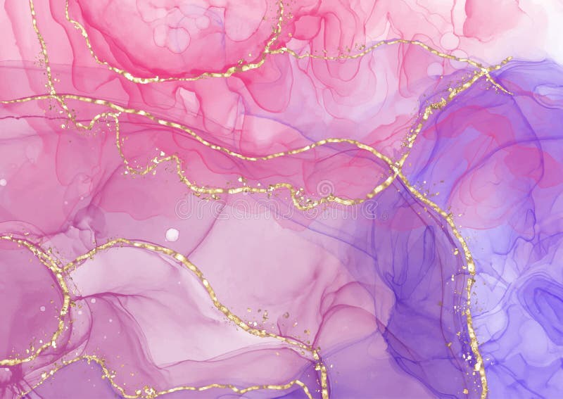 Alcohol Ink Hand Painted Background with Gold Glitter Stock Vector ...