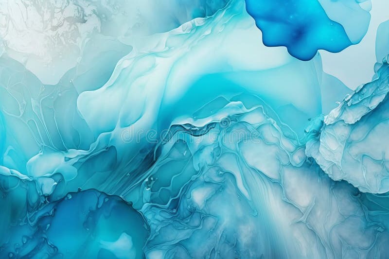 White and Blue Alcohol Ink Pattern, Translucent Background, Fluid Art ...