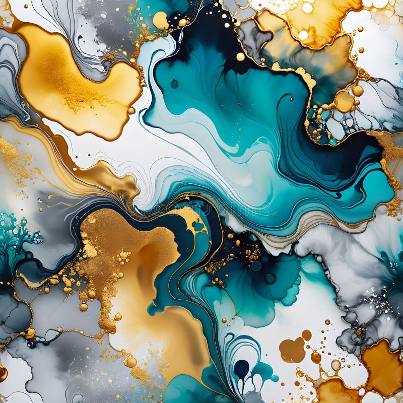 Alcohol Ink Texture Fluid Abstract Background Gold and Silver Tint Art ...