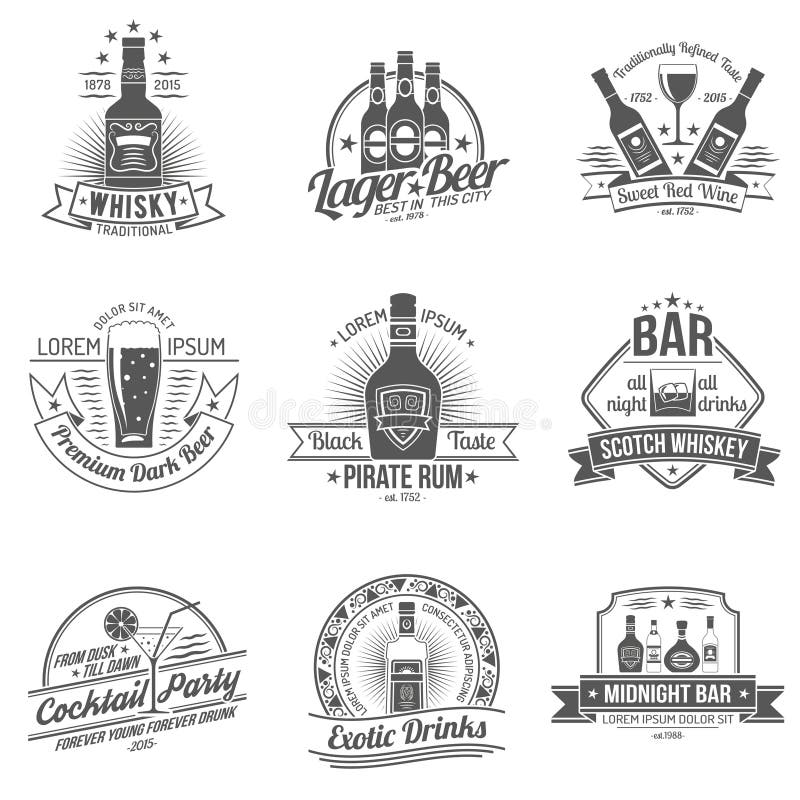 Alcohol Label Set Vector Design Illustration Stock Vector ...