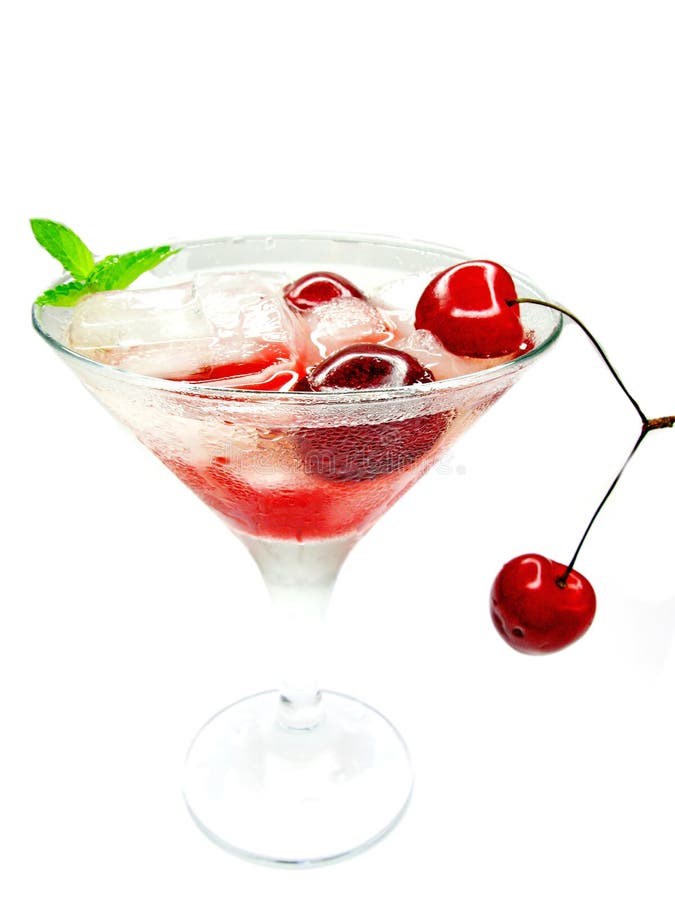 Alcohol Liqueur Cocktail with Cherry Stock Image - Image of wineglass ...