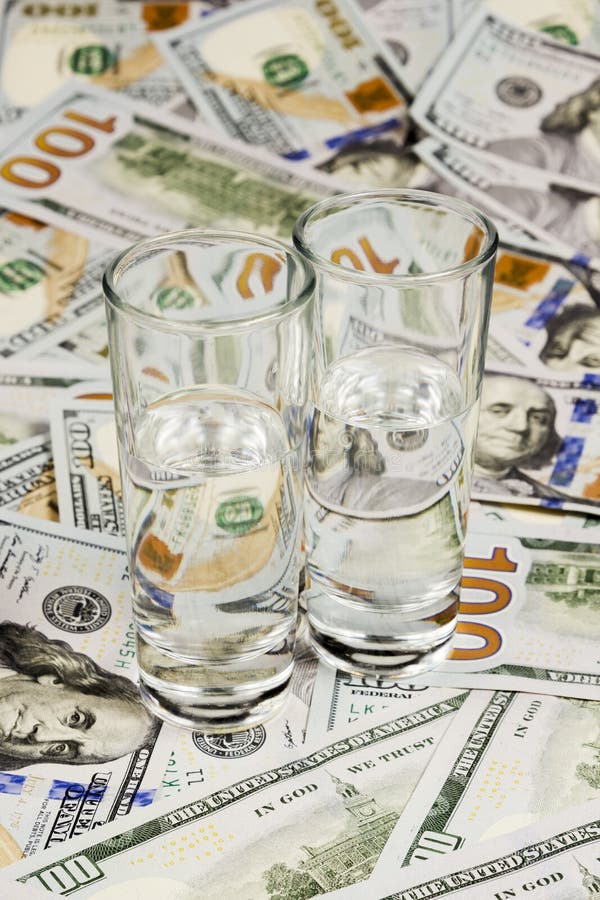 Alcohol and money stock image. Image of cold, reflection - 58090145