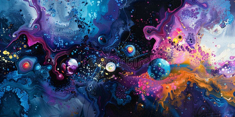 Alcohol Paint, Multi-colored Acrylic Mixing. Banner Concept Template ...