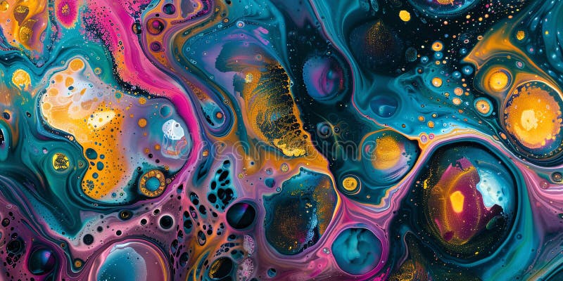 Alcohol Paint, Multi-colored Acrylic Mixing. Banner Concept Template ...