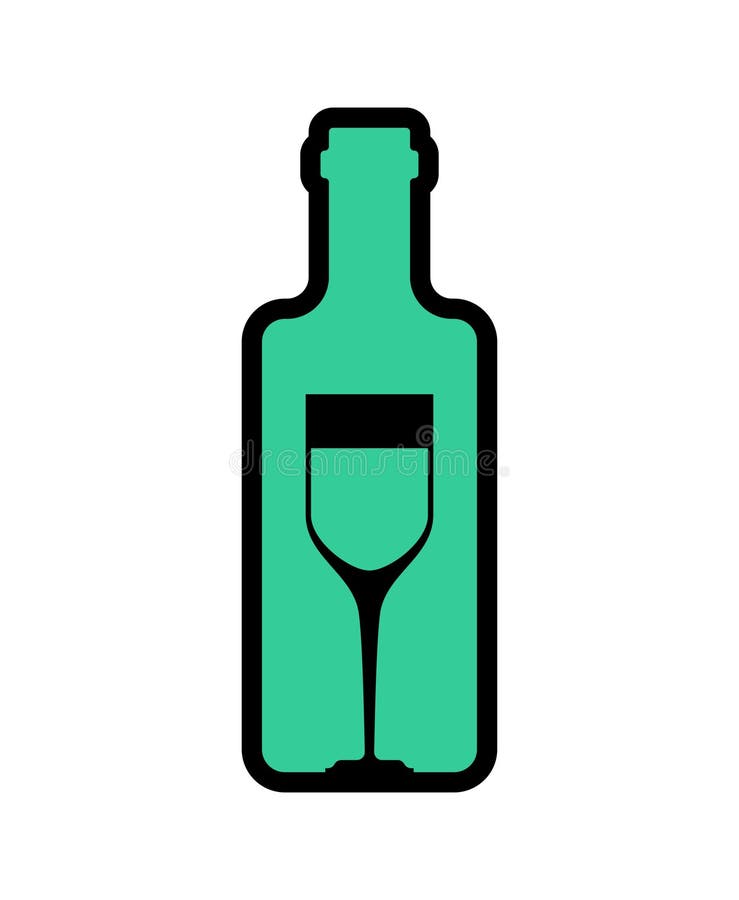 Alcohol Sign. Bottle of Wine and Glass Stock Vector - Illustration of ...