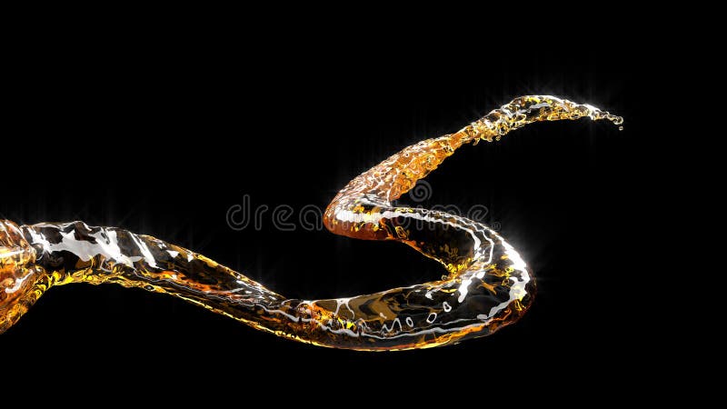 Alcohol Stream Jet Yellow Liquid Beer on Black Water Drop Falling 3d ...