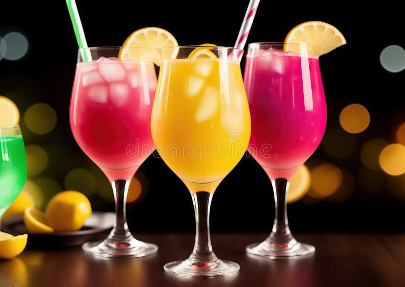 Alcohol Tropical Coctails in the Bar. Stock Illustration - Illustration ...
