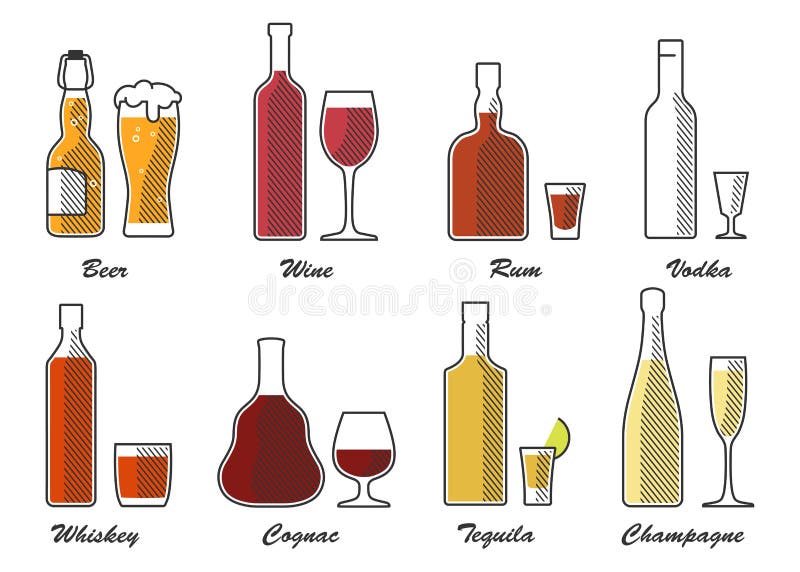 Alcohol Type Set Color a a a Stock Vector - Illustration of liquid ...