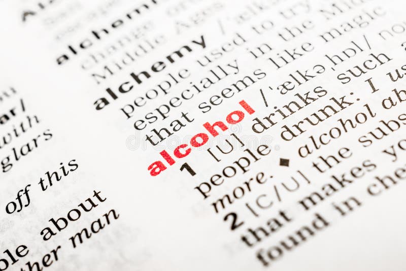Alcohol Word Definition stock image. Image of dictionary - 37877153
