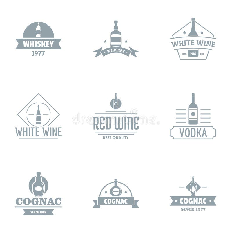 Alcoholic Beverage Logo Set, Simple Style Stock Vector - Illustration ...