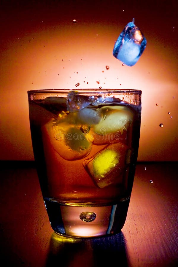 Alcoholic Beverage Whith Ice Cubes Stock Image - Image of scotch ...