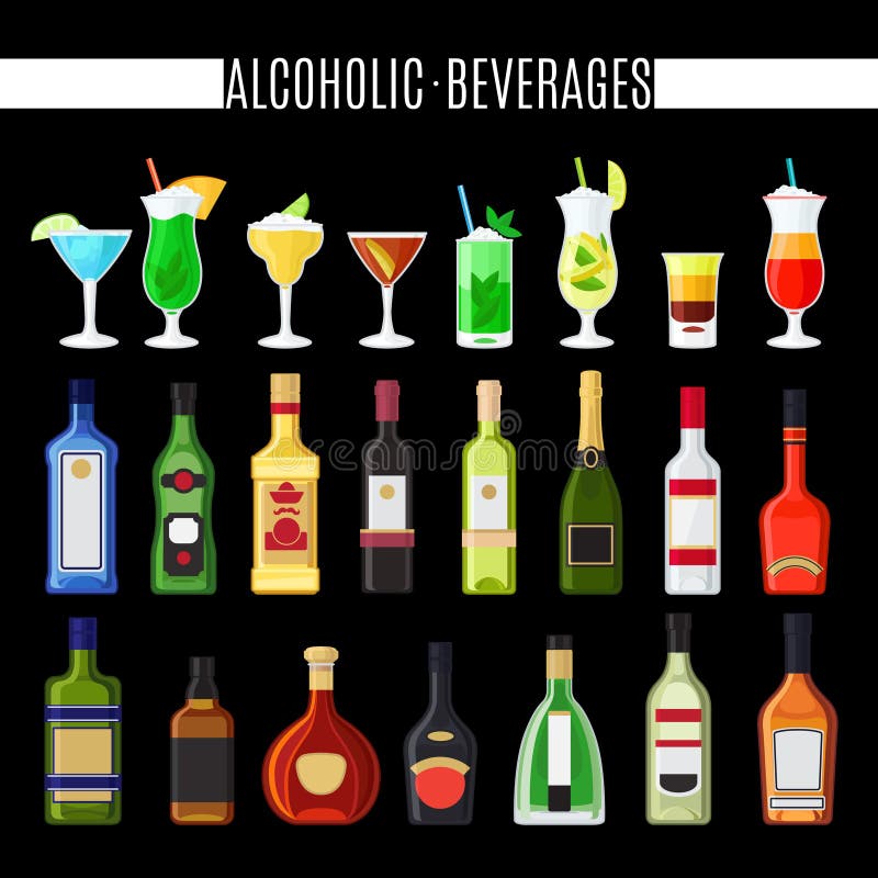 Alcoholic Beverages Icons Stock Illustrations – 906 Alcoholic Beverages ...