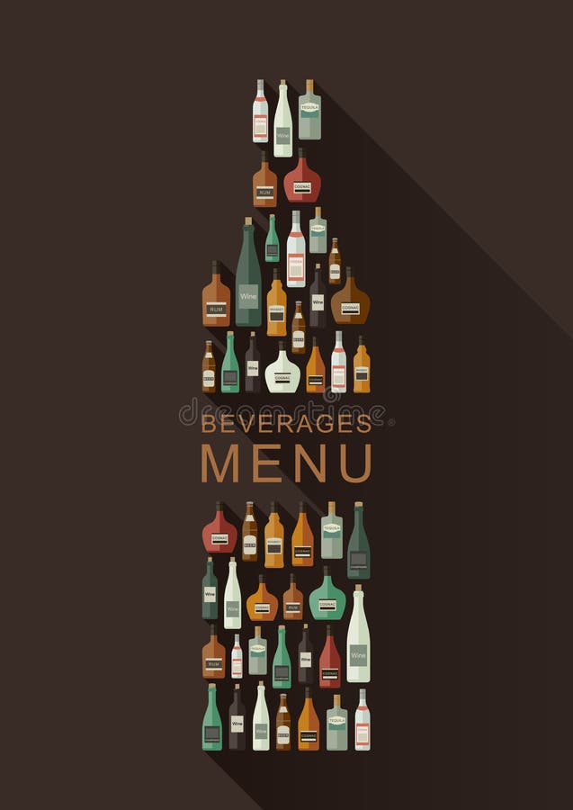 Alcoholic beverages menu stock vector. Illustration of flat - 58996869