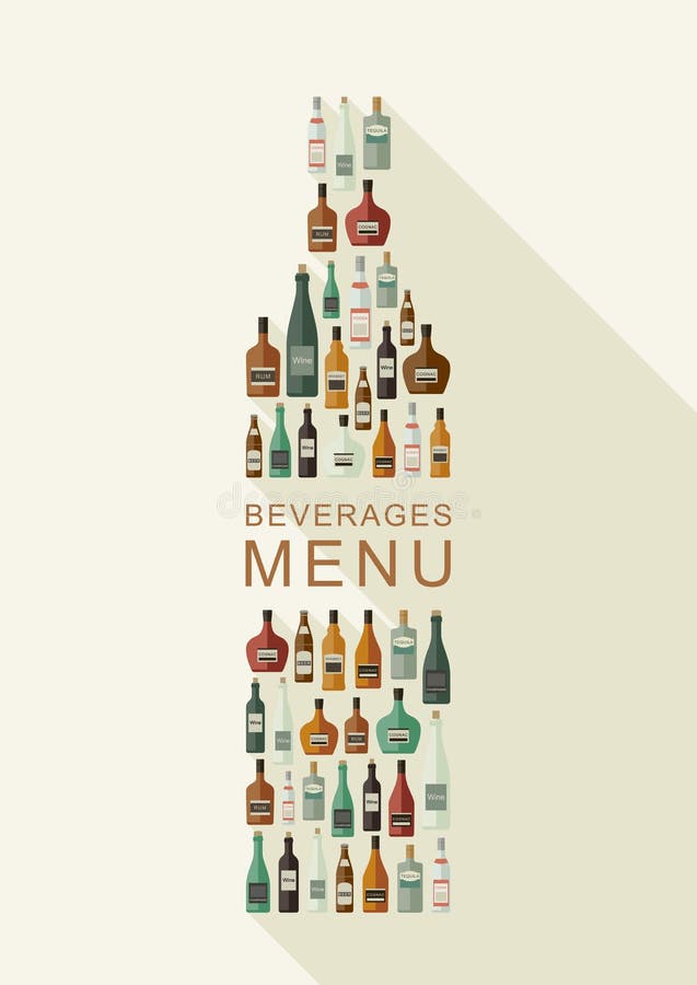 Alcoholic beverages menu stock vector. Illustration of graphic - 59323139