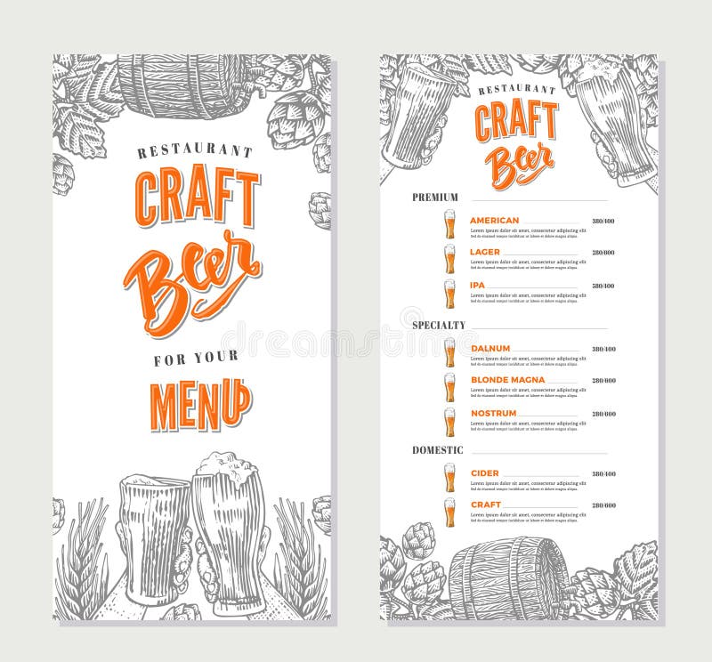 Alcoholic Beverages Restaurant Menu Template Stock Vector ...
