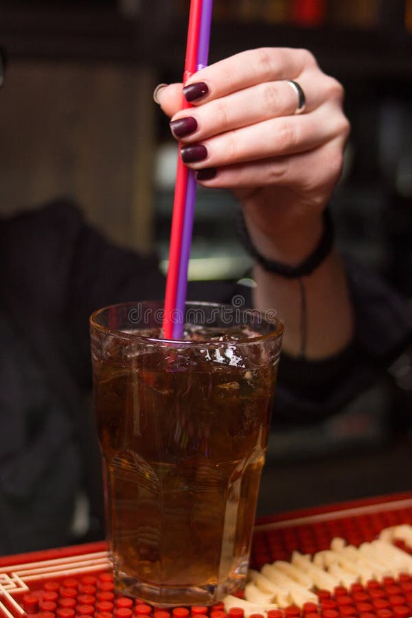 Alcoholic brown cocktail stock photo. Image of food, night - 90044090