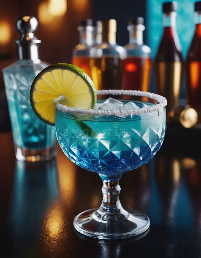 Alcoholic Cocktail in a Glass with Ice Stock Illustration ...