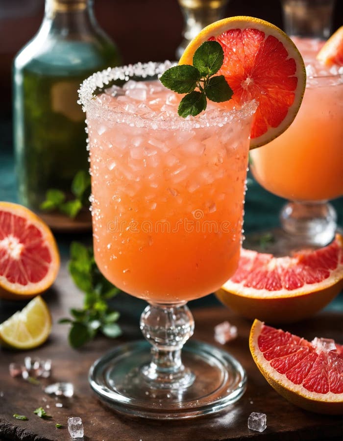 Alcoholic Cocktail with Grapefruit and Ice. Selective Focus Stock ...