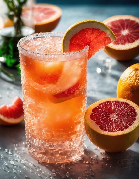 Alcoholic Cocktail with Grapefruit and Ice. Selective Focus Stock ...