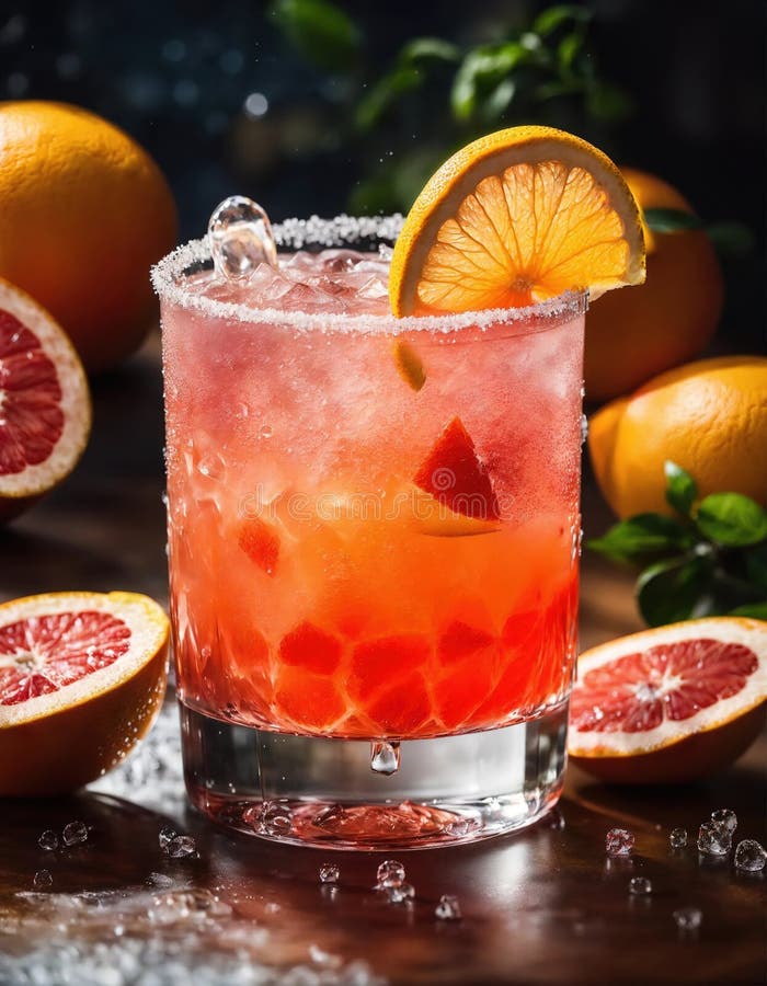Alcoholic Cocktail with Grapefruit and Ice. Selective Focus Stock ...
