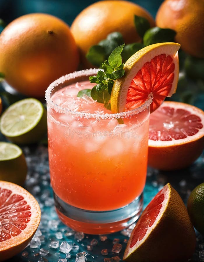 Alcoholic Cocktail with Grapefruit and Ice. Selective Focus Stock ...
