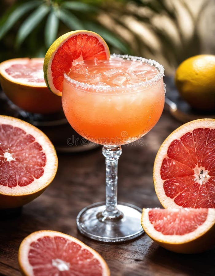 Alcoholic Cocktail with Grapefruit and Ice. Selective Focus Stock ...