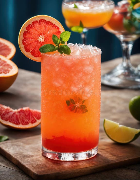 Alcoholic Cocktail with Grapefruit and Ice. Selective Focus Stock ...